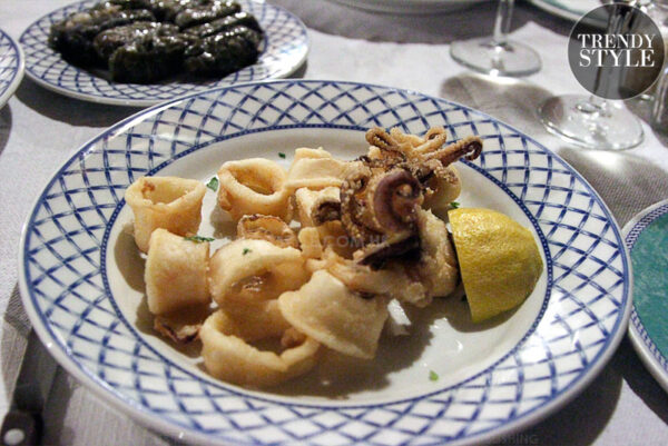 Meltemi Restaurant in Rhodes, Greece. The traditional Greek cuisine